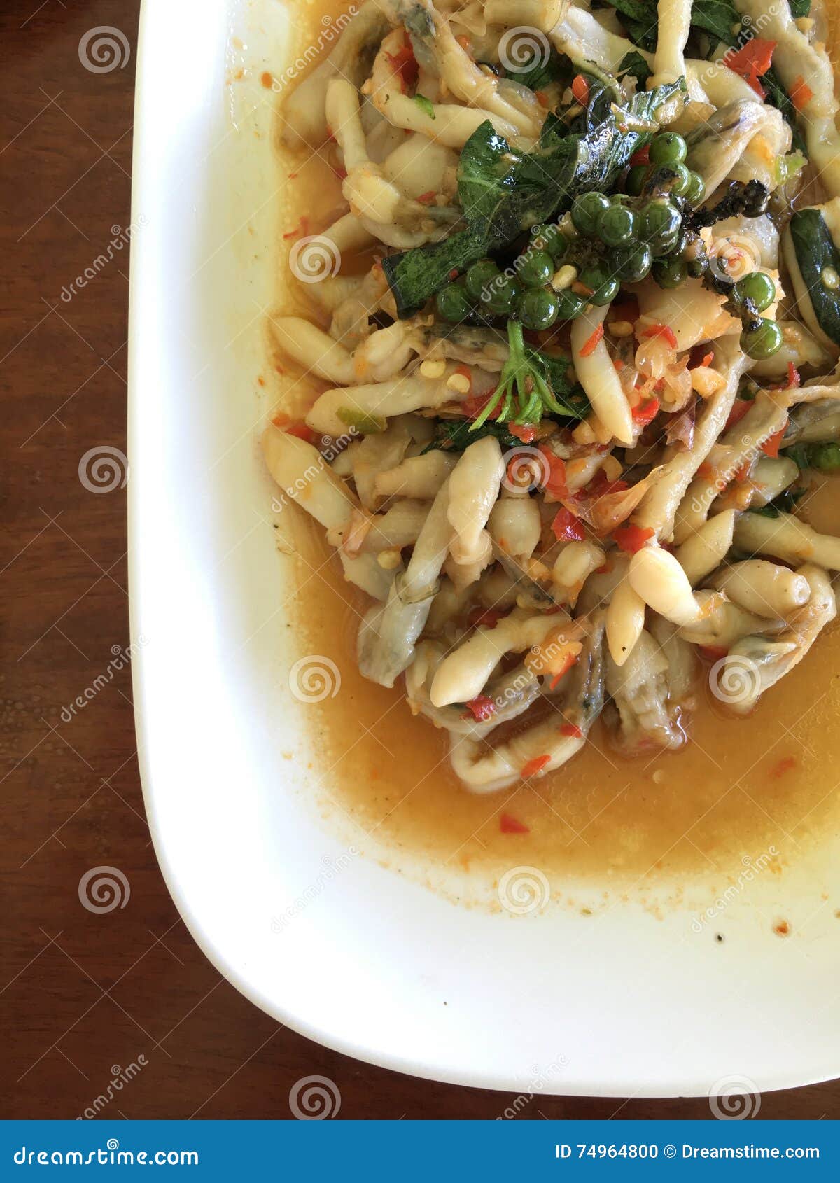 Spicy fried razor clams stock photo. Image of pattern - 74964800