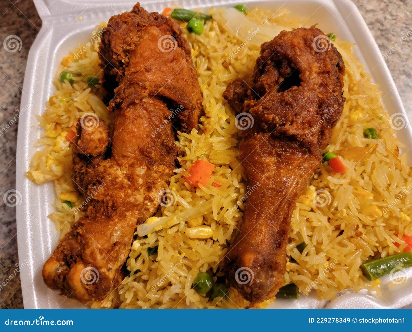 Spicy Fried Rice and Chicken from Ghana Stock Image - Image of african ...