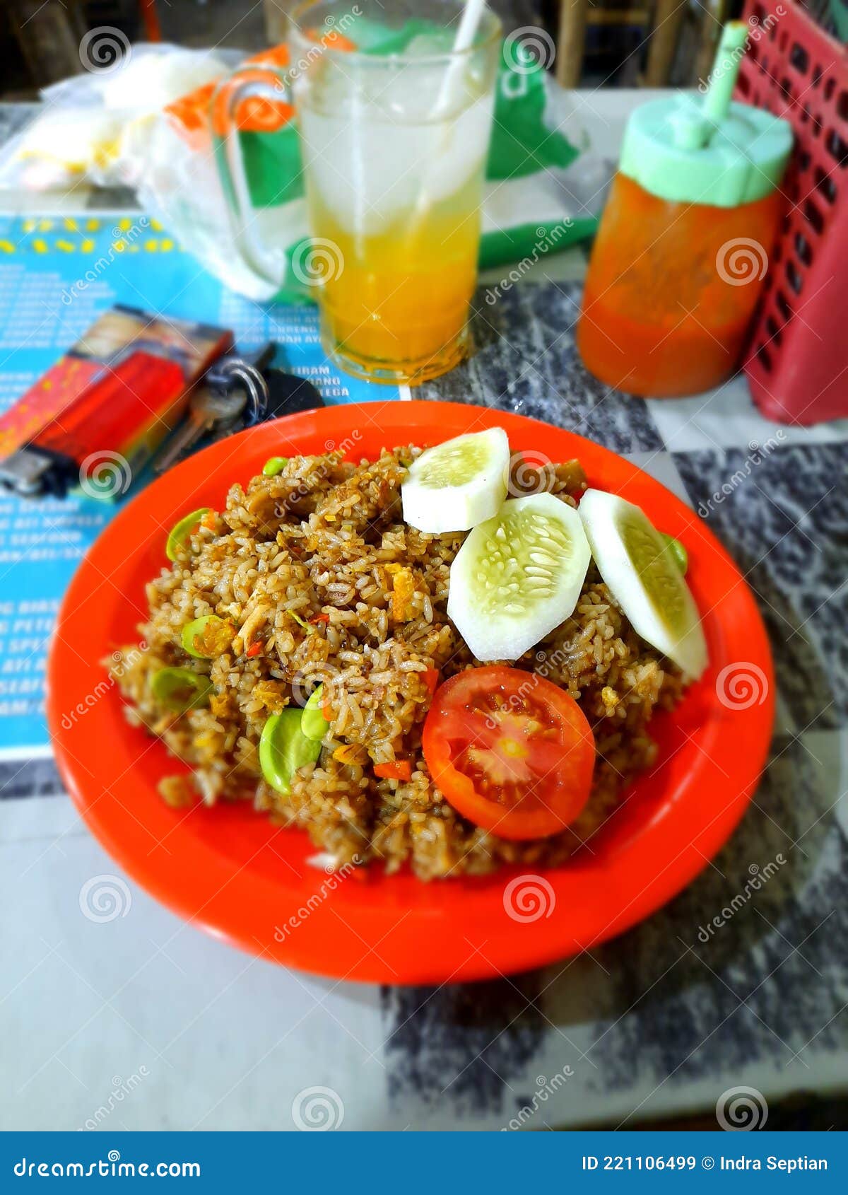 Spicy Fried Rice & Orange Juice Stock Image - Image of dessert, rice ...