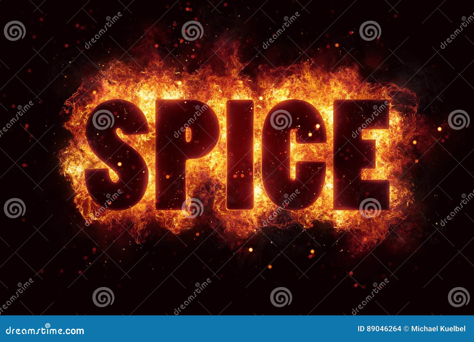 Spicy Hot Spice Text on Fire Flames Explosion Burning Stock ...