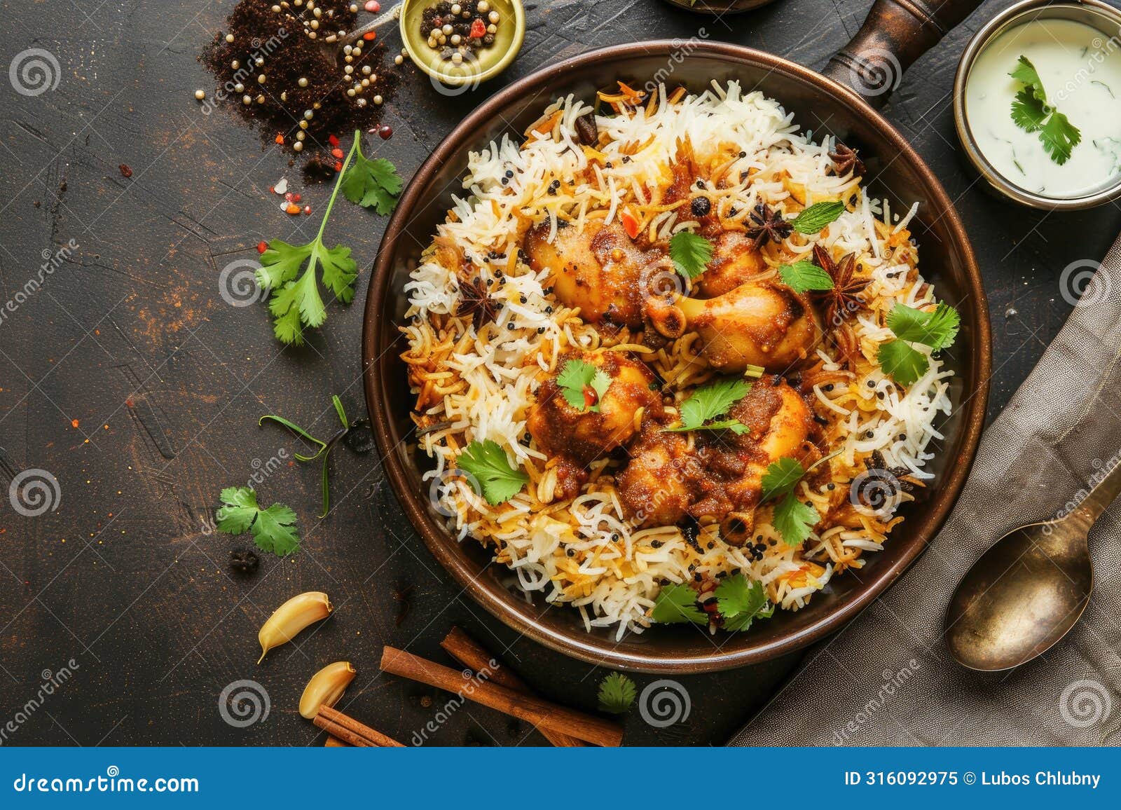 Spicy Indian Malabar Chicken Biryani with Basmati Rice Stock ...