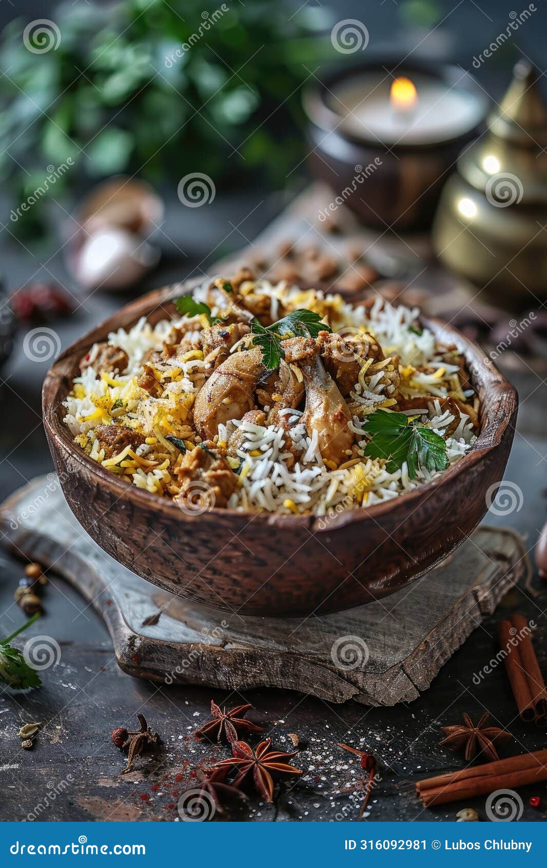 Spicy Indian Malabar Chicken Biryani with Basmati Rice Stock ...
