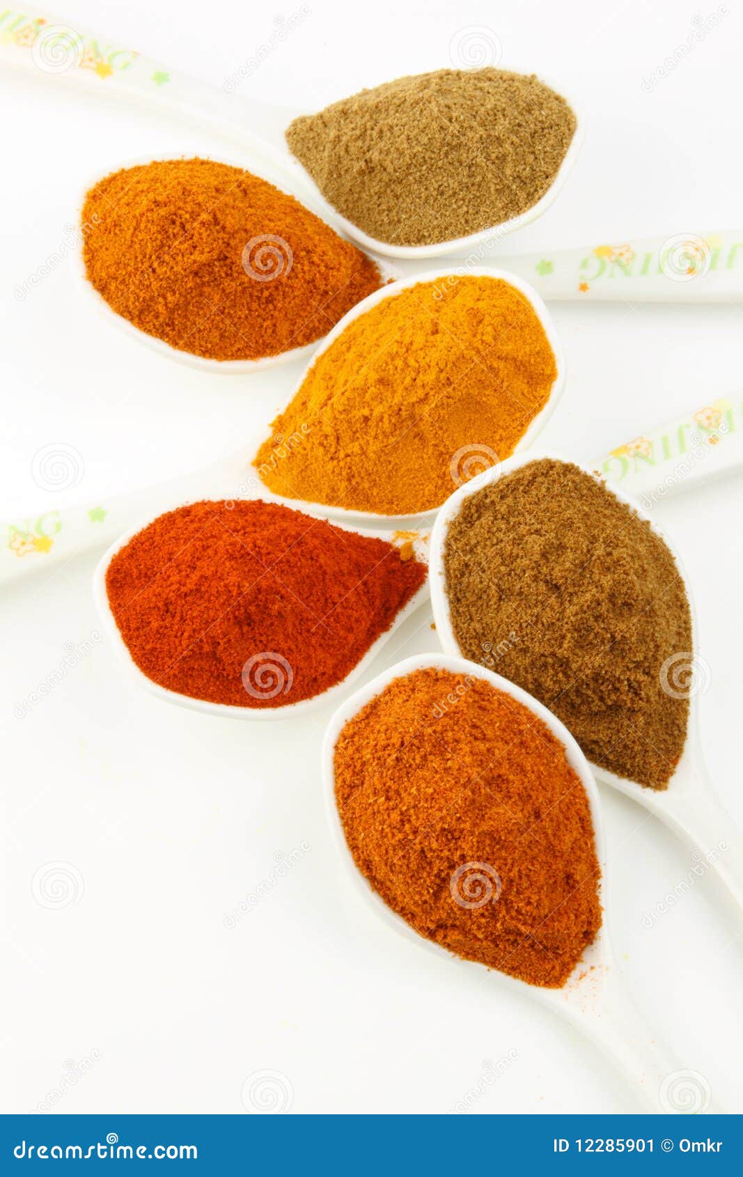Spicy Ingredients Arranged on the Spoons Stock Image - Image of cuisine ...