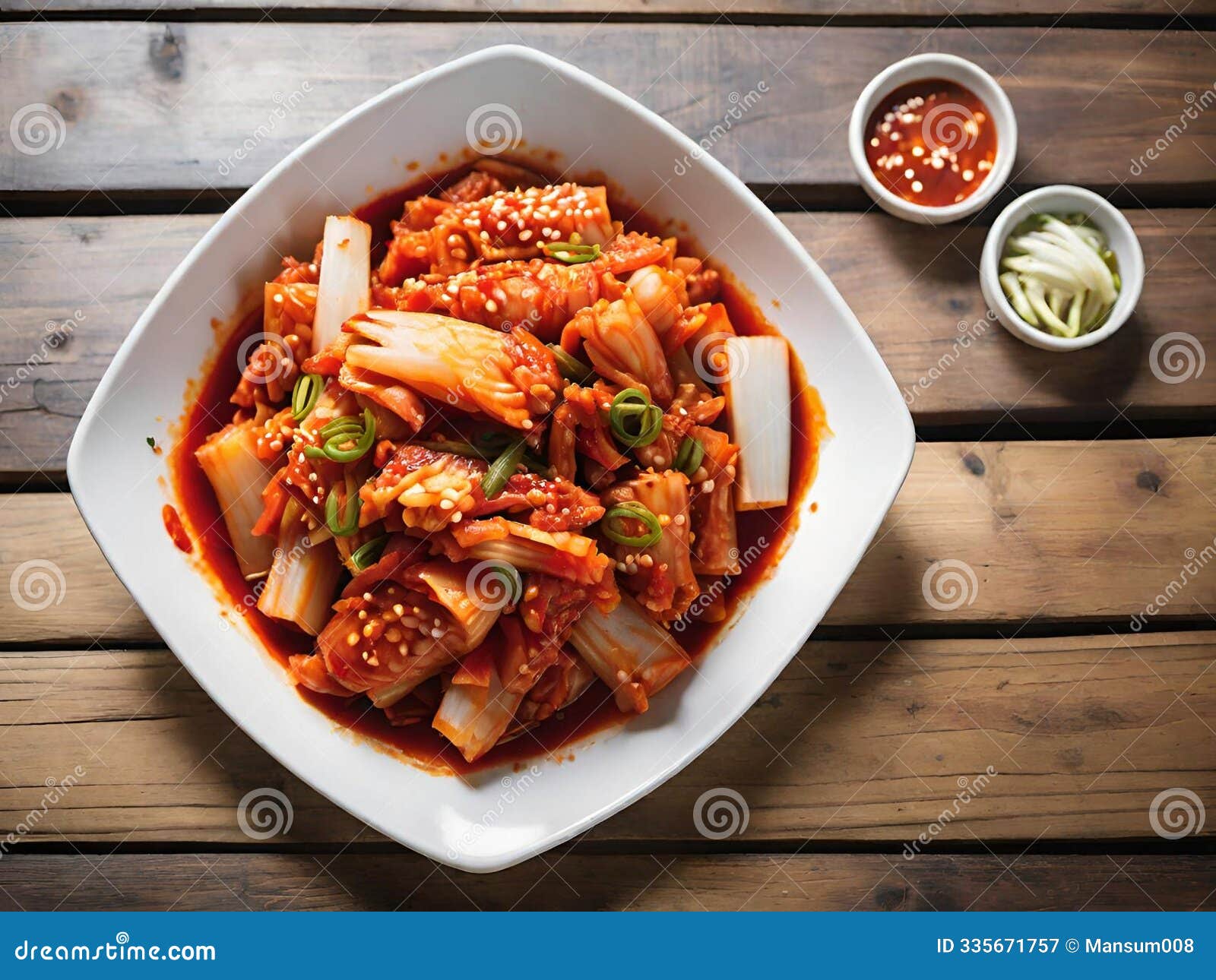 Spicy Kimchi Korean Food on Table Stock Illustration - Illustration of ...