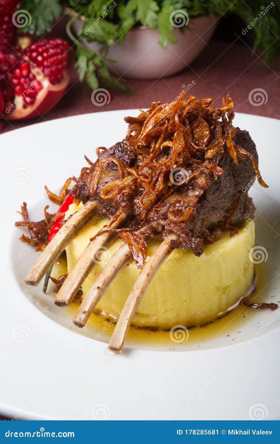 Spicy Lamb Rack Served with Garnish Stock Image - Image of gourmet ...