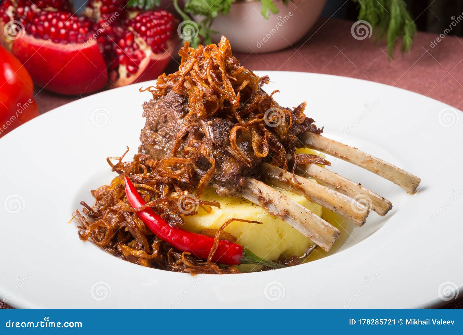 Spicy Lamb Rack Served with Garnish Stock Image - Image of food, meal ...