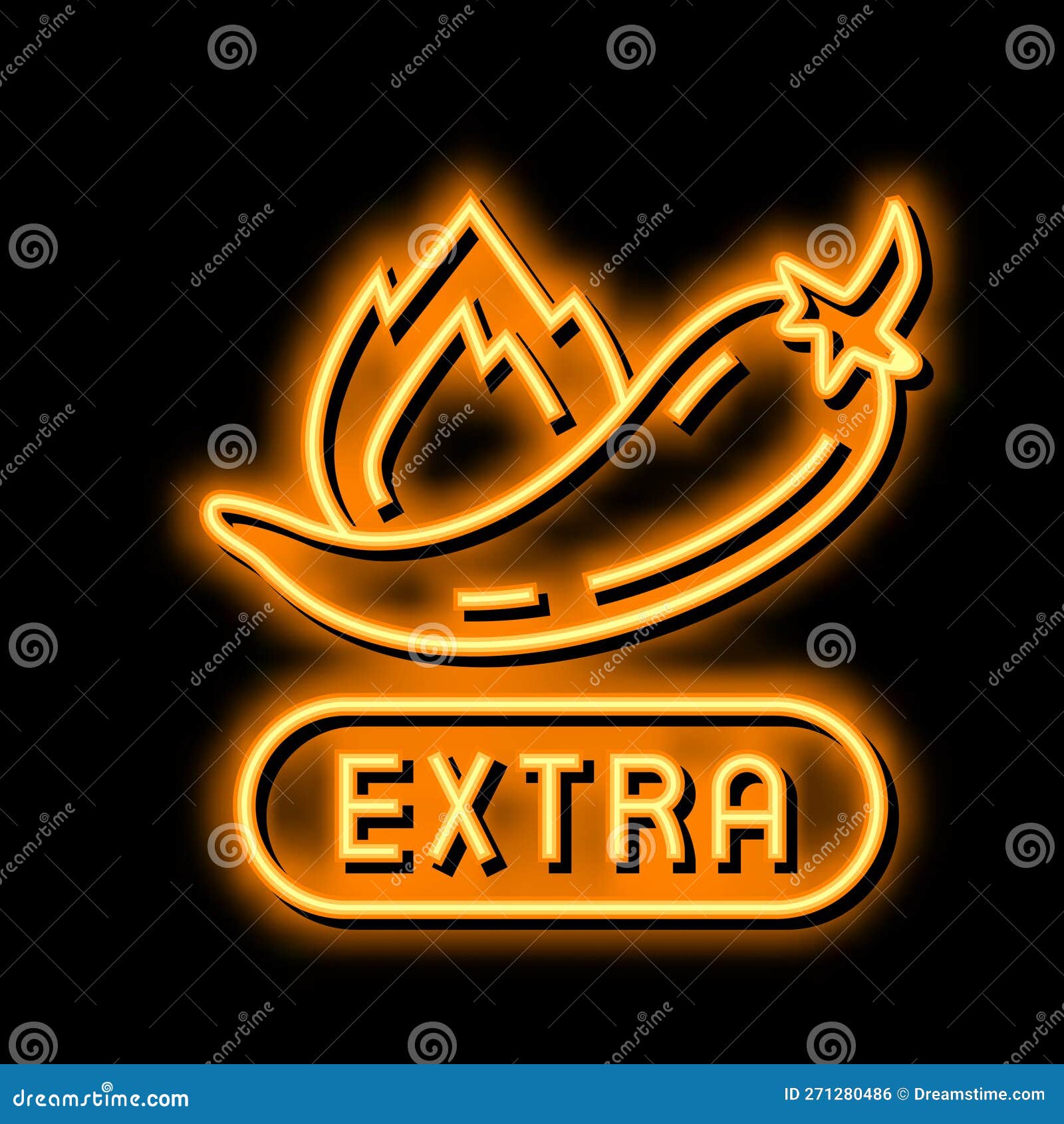 Spicy Level Extra Neon Glow Icon Illustration Stock Vector ...