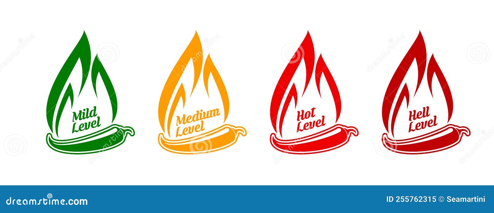 Spicy Level Labels, Flames and Hot Chili Peppers Stock Illustration ... Spicy Level Labels, Flames and Hot Chili Peppers Stock Illustration ...