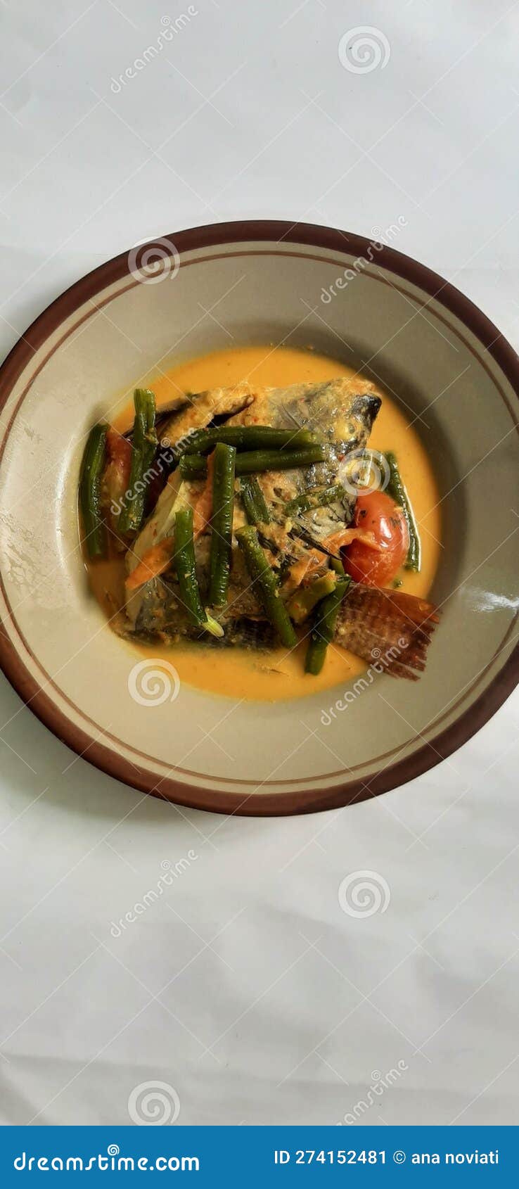 Spicy Long Beans,fish with Coconut Milk Stock Image - Image of food ...