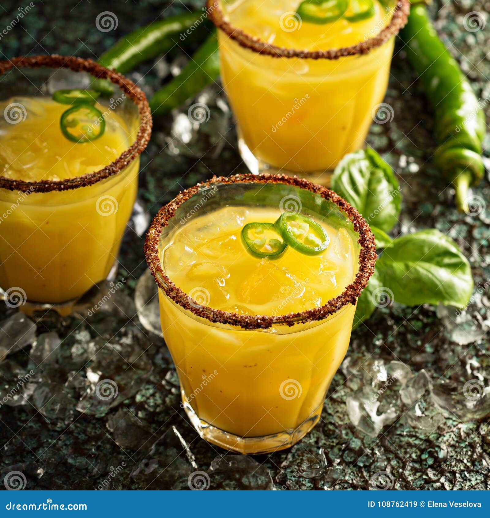 Spicy Mango Margaritas with Hot Pepper Stock Image - Image of fruit ...