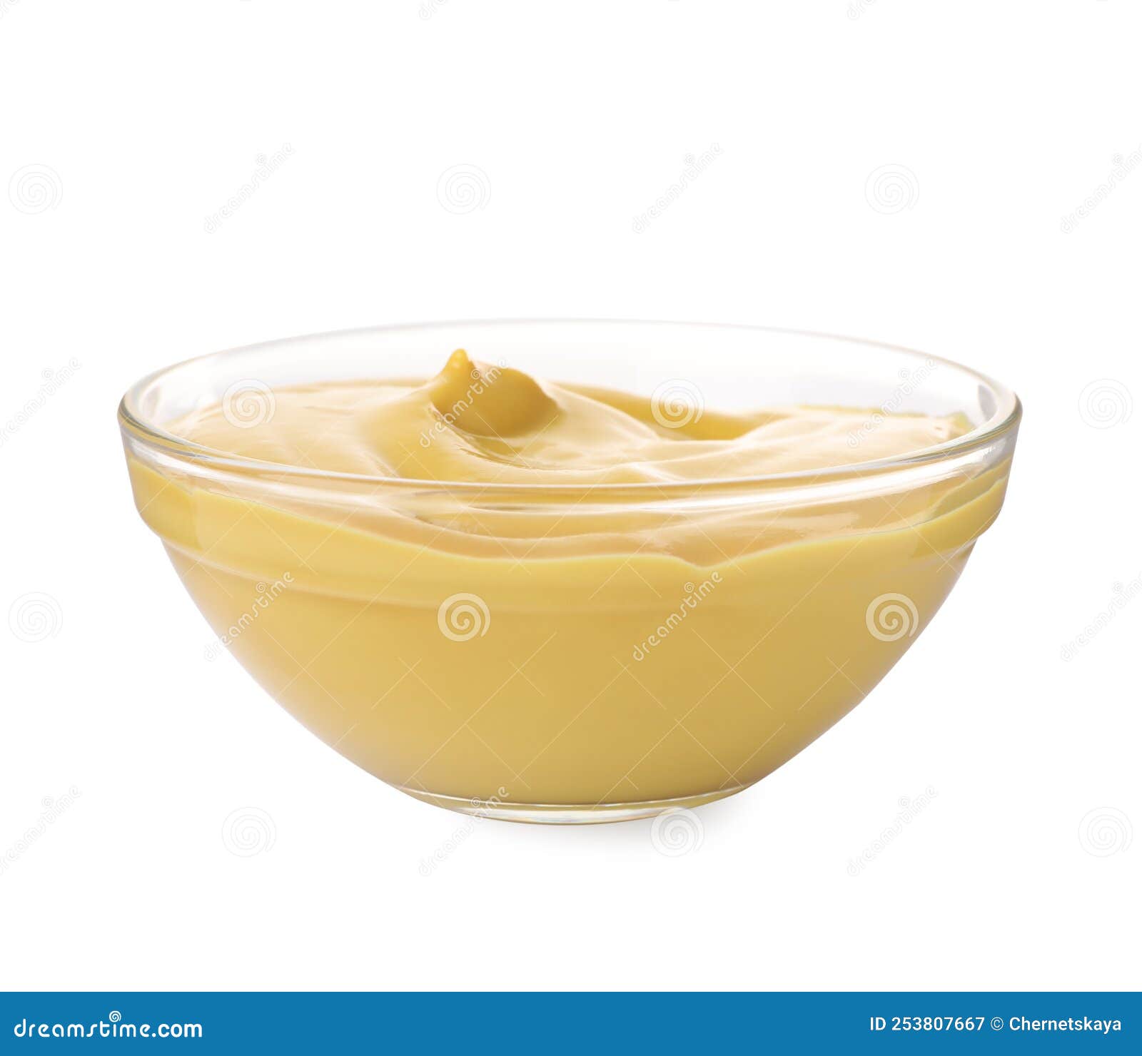 Spicy Mustard in Glass Bowl Isolated on White Stock Image - Image of ...