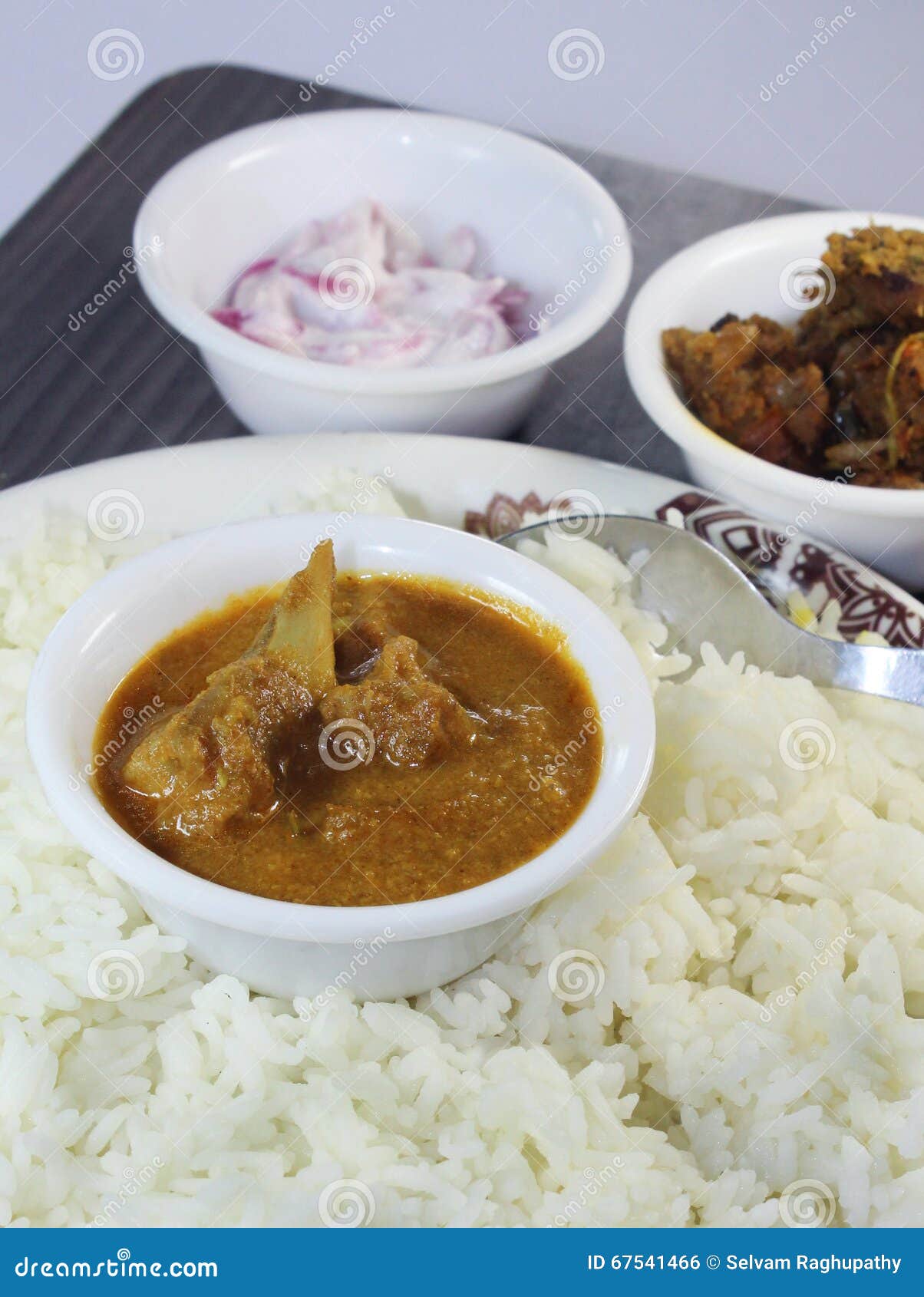 Spicy Mutton Curry with Rice Stock Photo - Image of lunch, service ...