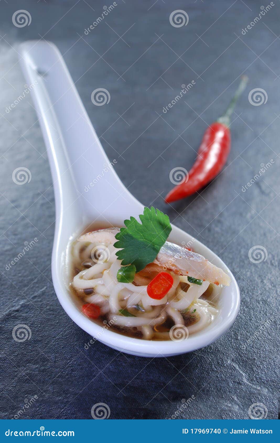 Spicy noodles in spoon stock photo. Image of spicy, fusion - 17969740