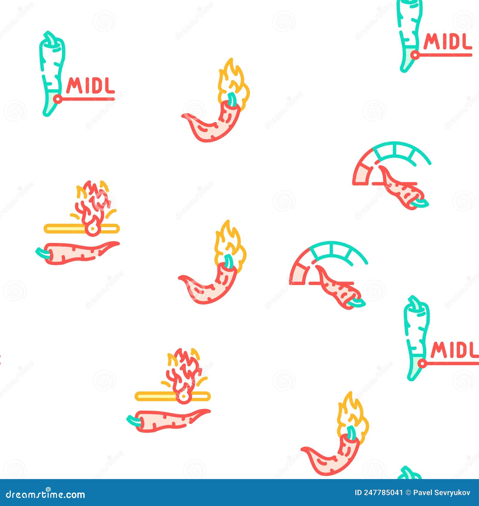 Spicy Pepper Different Scale Icons Set Vector Stock Vector ...