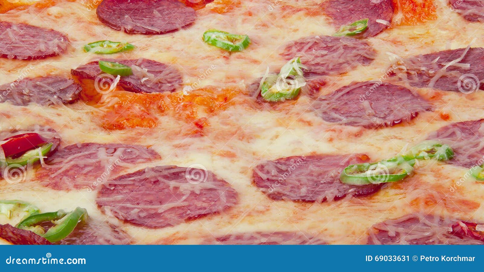 Spicy Pepperoni Pizza with Green Chillies Stock Image - Image of meal ...