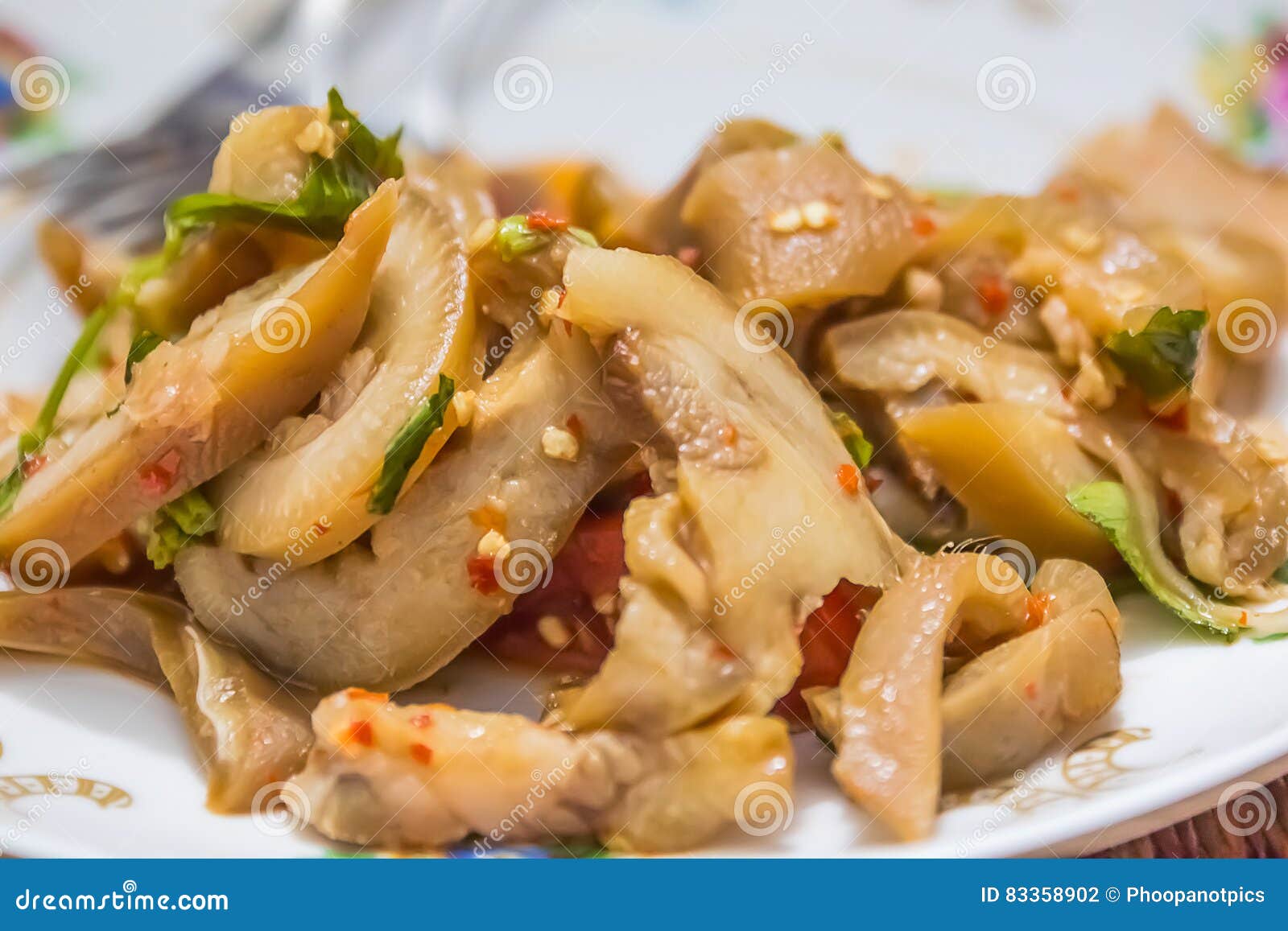 Spicy pig ear stock photo. Image of bread, cuisine, vegetable - 83358902