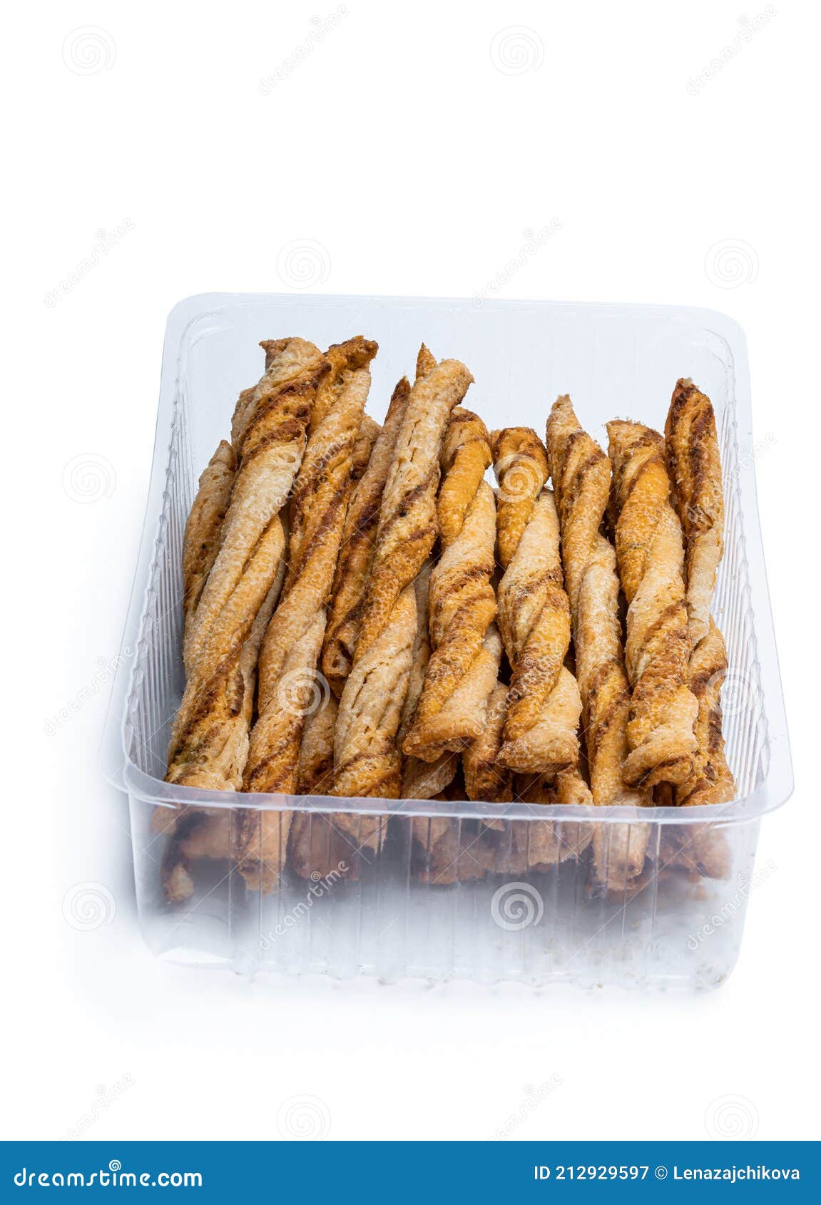 Spicy Puff Pastry Twists in Plastic Pack Isolated on White Stock Image ...