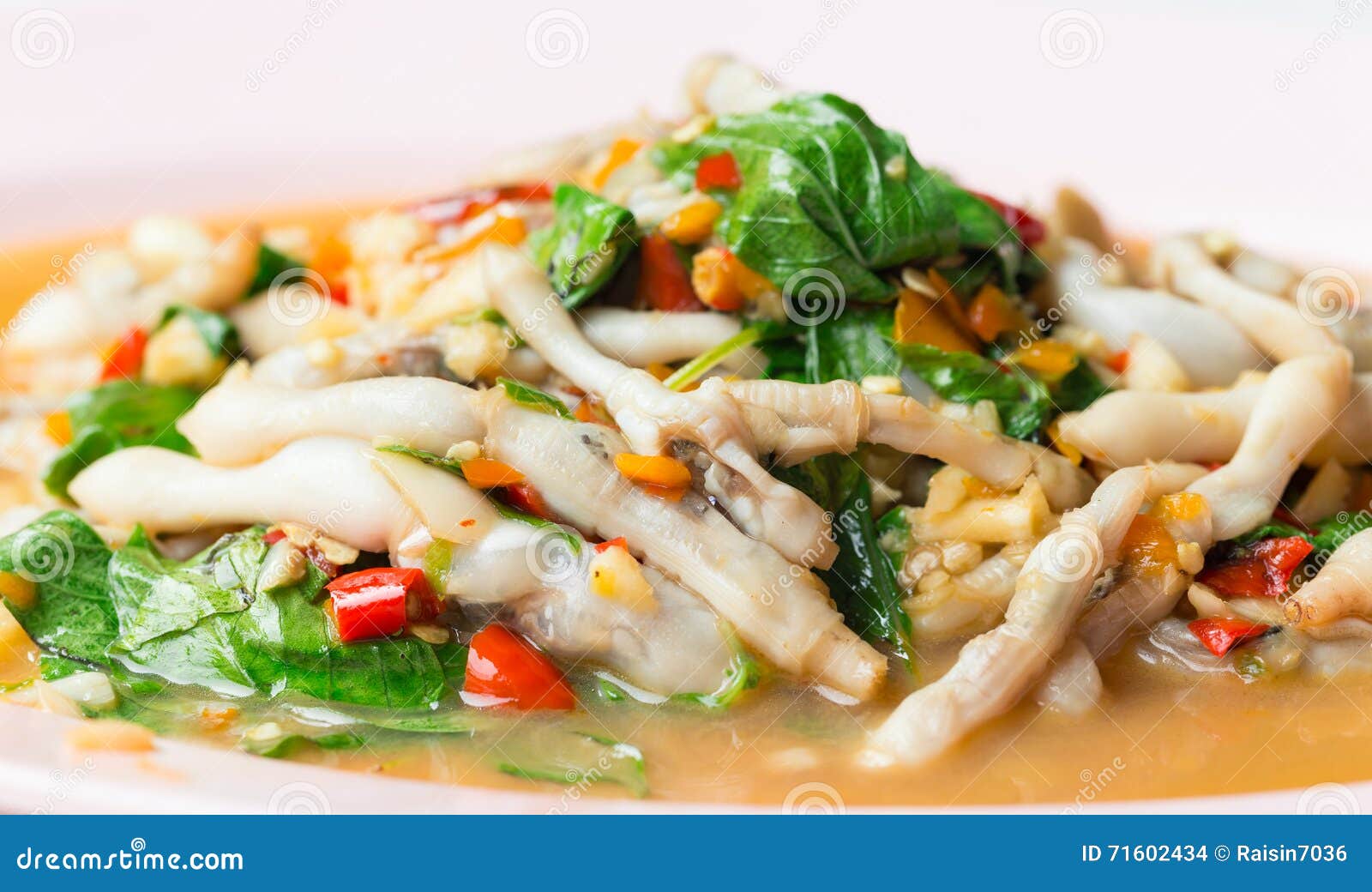 Spicy Razor with Basil Food in Thai Style. Stock Photo - Image of shell ...