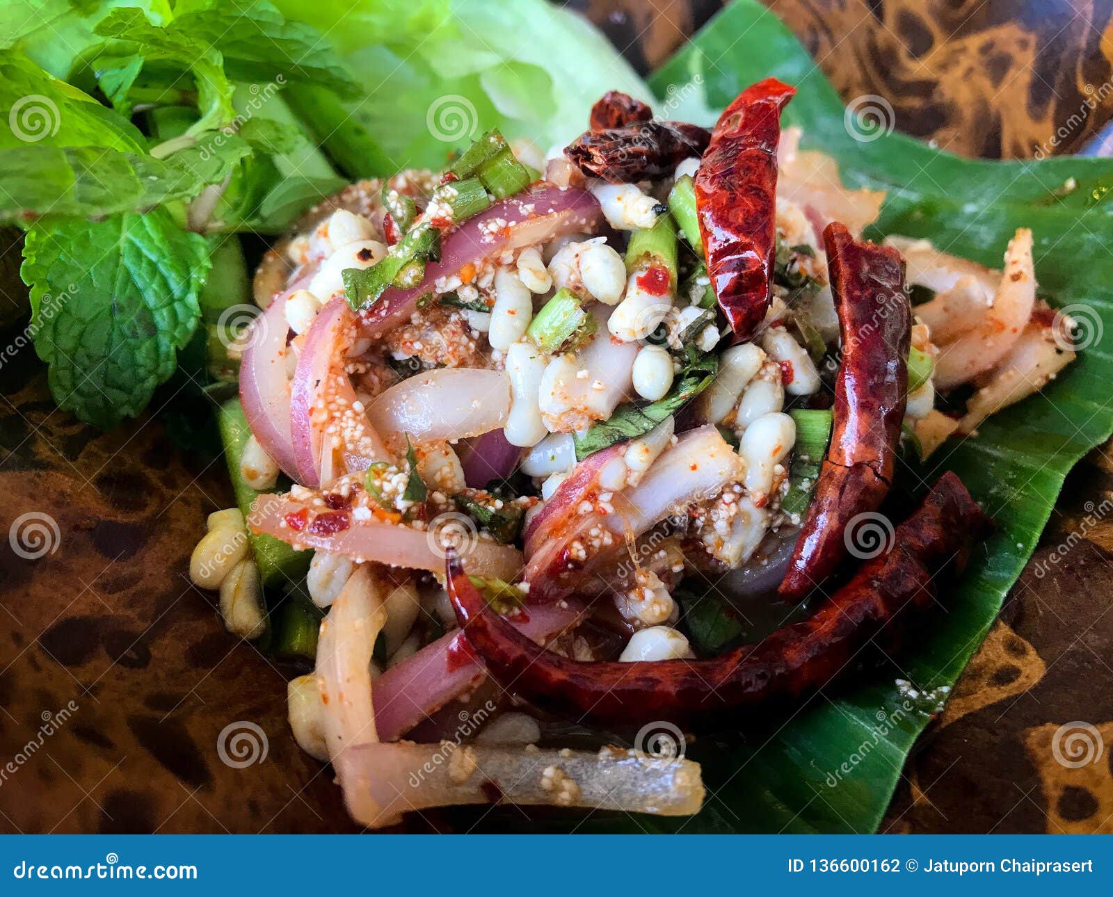 Spicy red ant eggs stock photo. Image of thaifood, food - 136600162