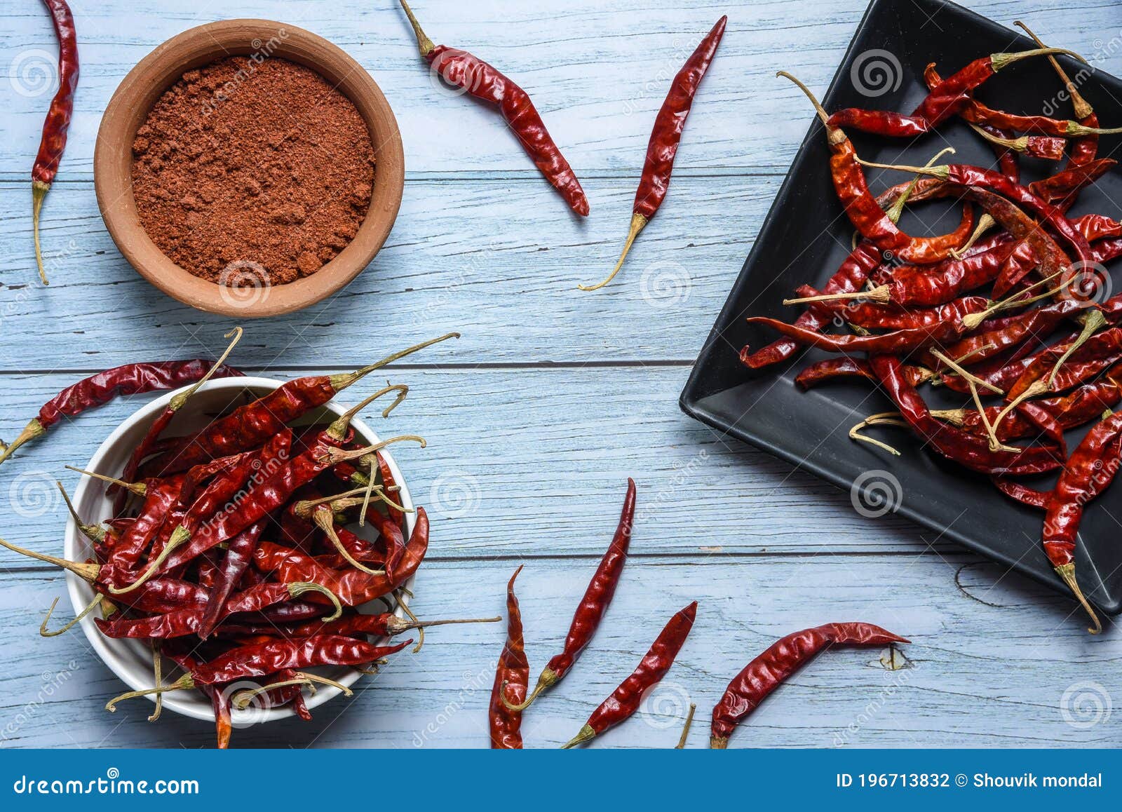 Spicy Red Chilli Powder with Super Chilli Background Stock Photo ...