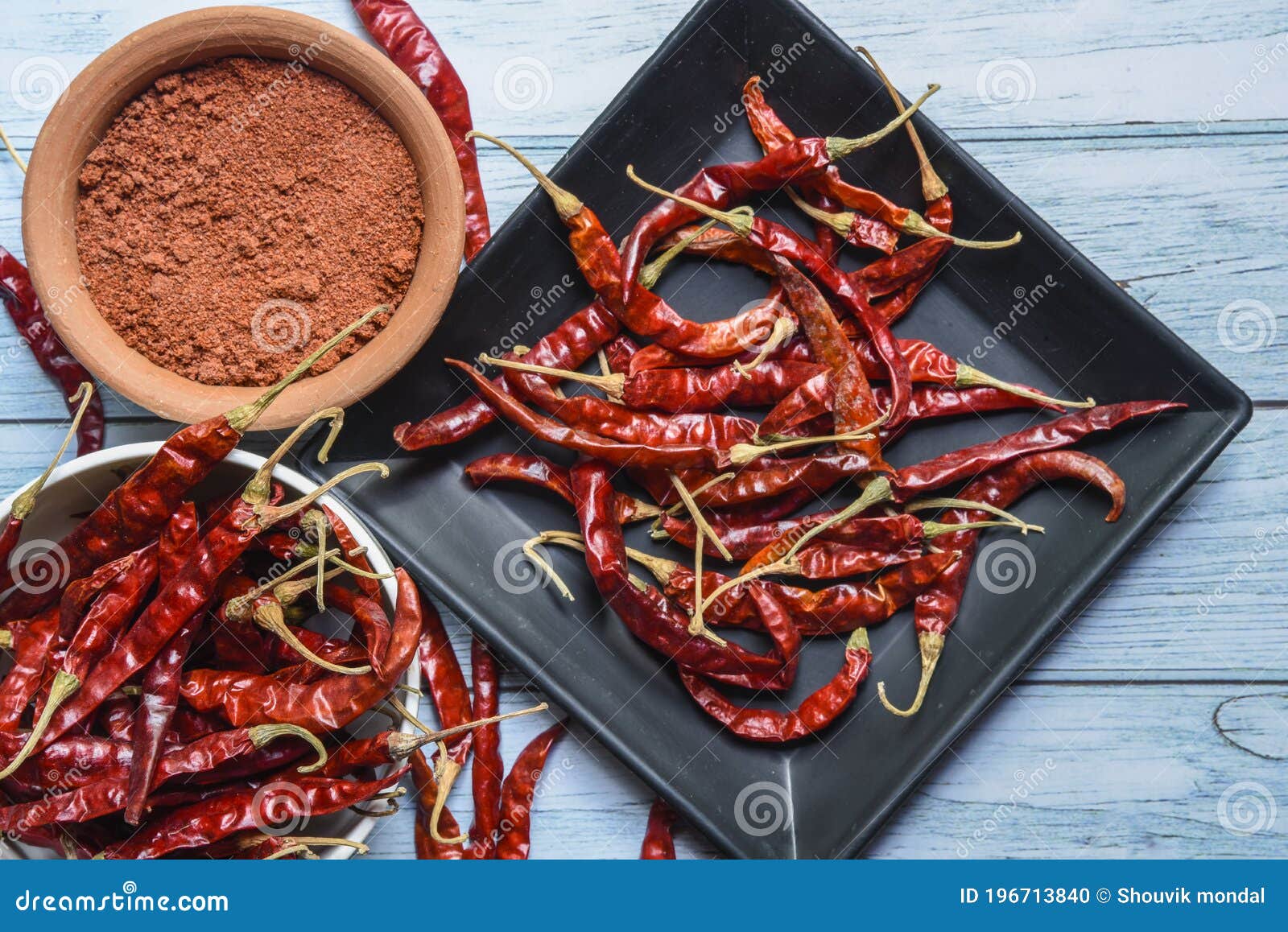 Spicy Red Chilli Powder with Super Chilli Background Stock Photo ...