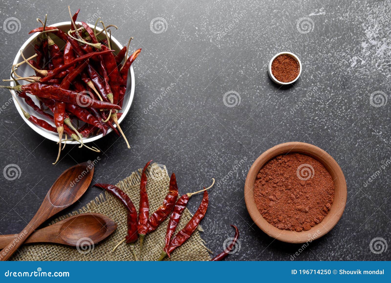 Spicy Red Chilli Powder with Super Chilli Background Stock Photo ...
