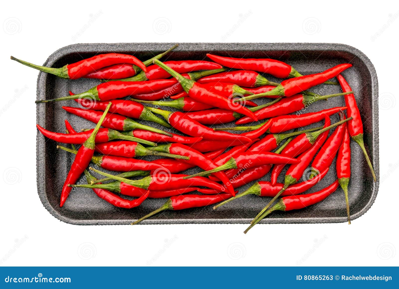 Spicy Red Hot Peppers on Black Tray Isolated Stock Image - Image of ...