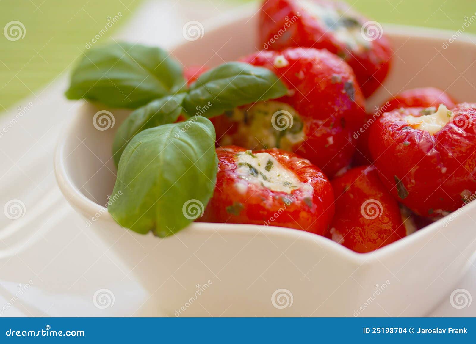 Spicy Round Red Peppers Stuffed with Cheese Stock Photo - Image of bowl ...