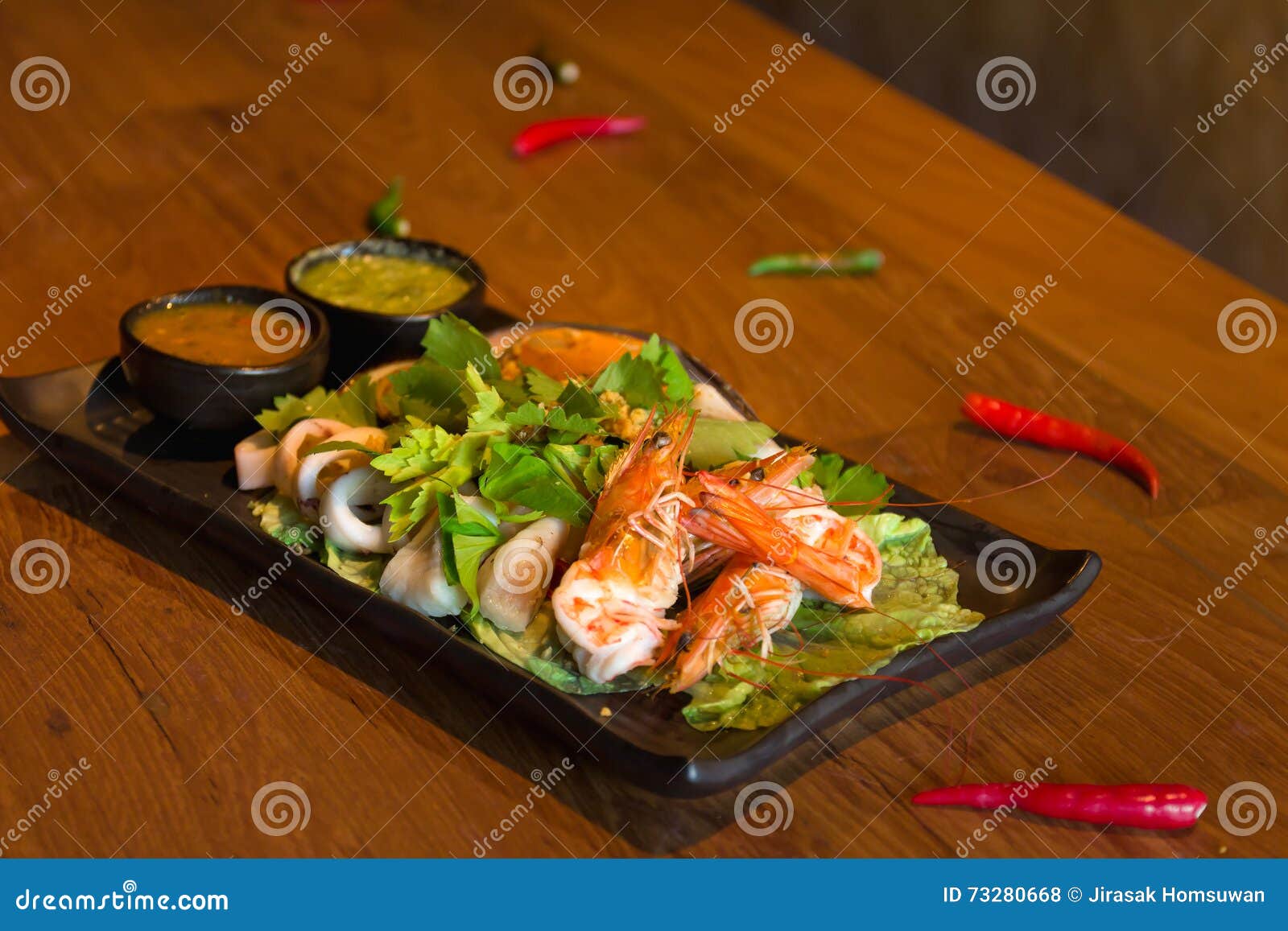 Spicy seafood combination stock photo. Image of spice - 73280668