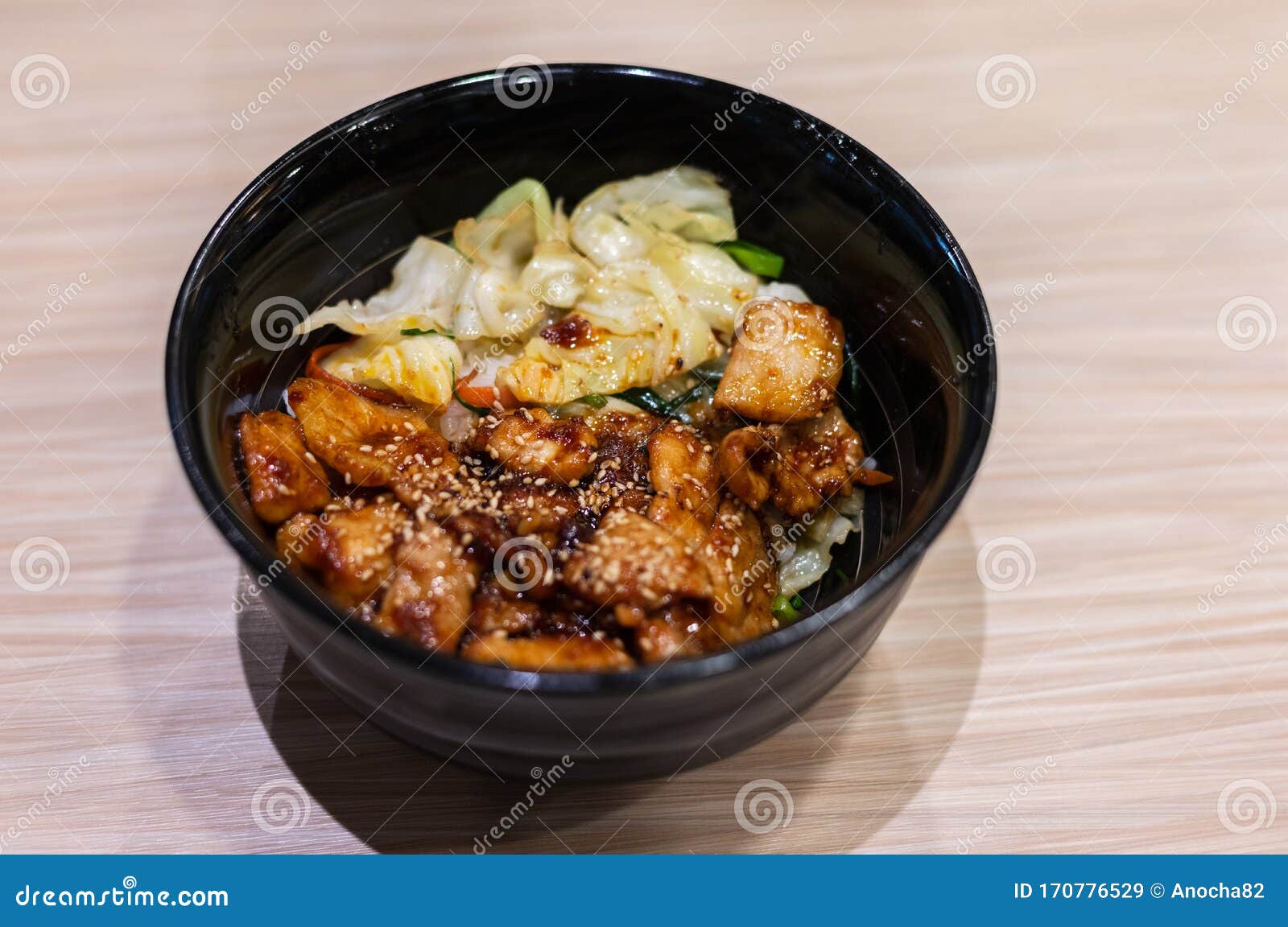 Spicy Seared Pork Over White Rice. Stock Image - Image of seared ...