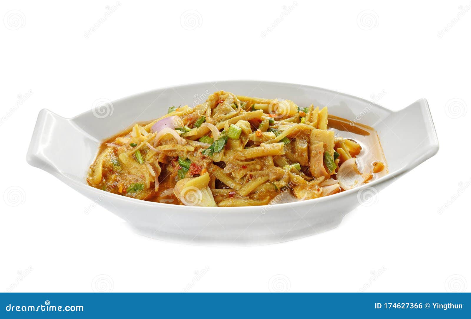 Spicy Shredded Bamboo-shoot Salad White on Background Stock Photo ...