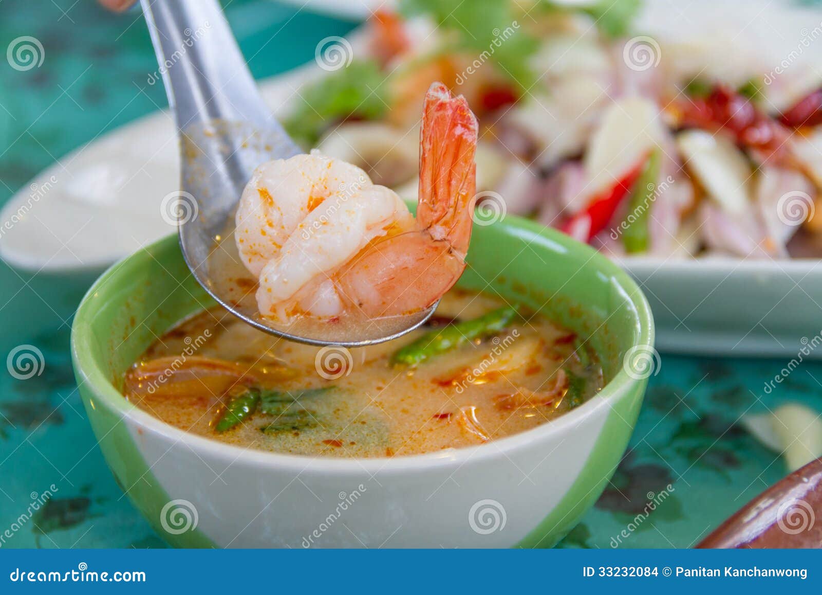Spicy shrimp in spoon stock photo. Image of fried, meat - 33232084