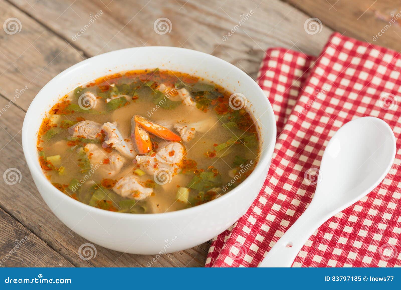 Spicy Soup Pork Cartilage with Thai Herb. Stock Image - Image of broth ...