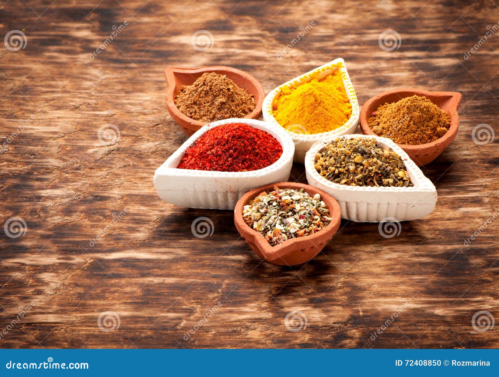 Spicy, spices in bowls stock photo. Image of curry, asian - 72408850