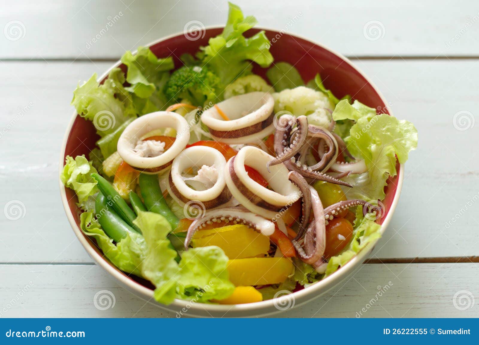 Squid Salad With Chilli Sauce Spicy Herbs And Spices Grilled Squid ...