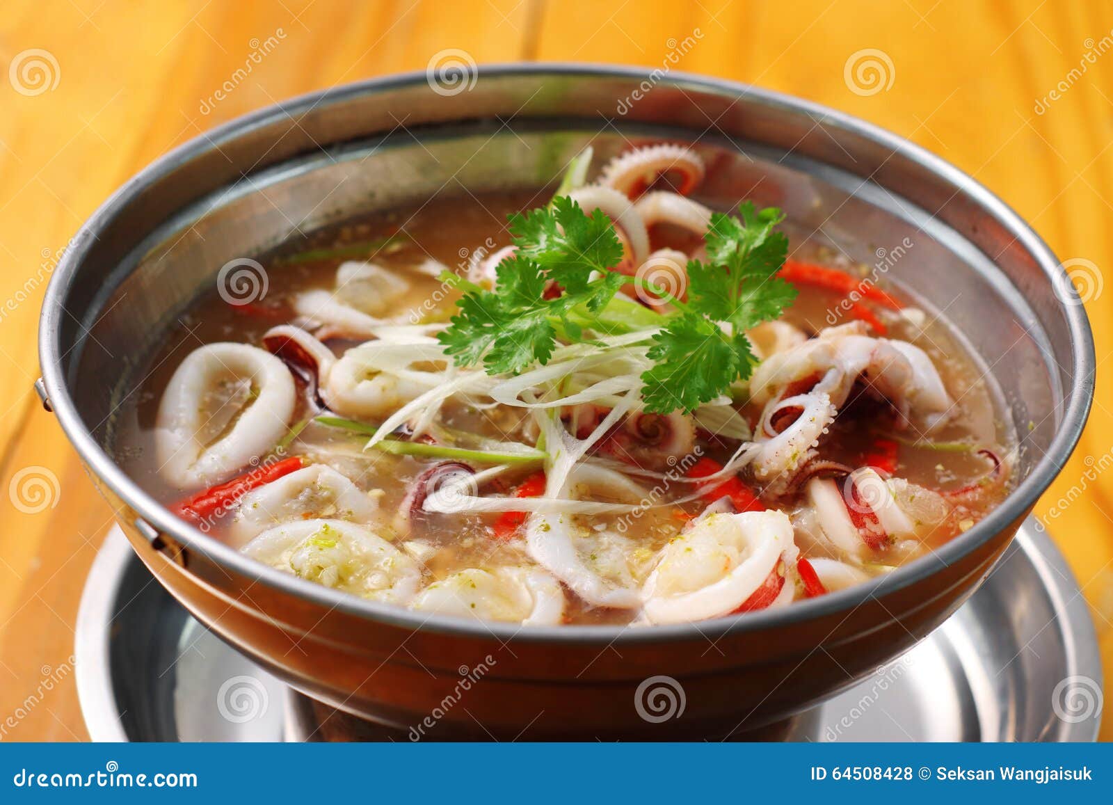 Spicy squid soup stock photo. Image of chili, meal, cuisine - 64508428
