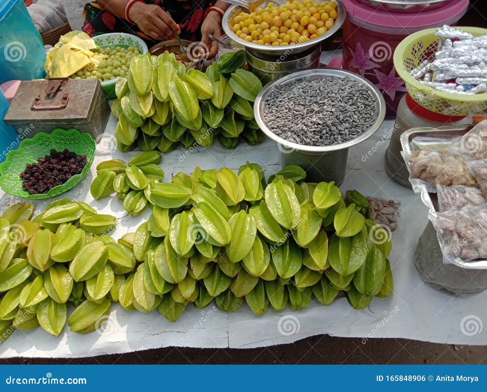 Spicy Star Fruit Karonda and Berry Stall Stock Photo - Image of food ...