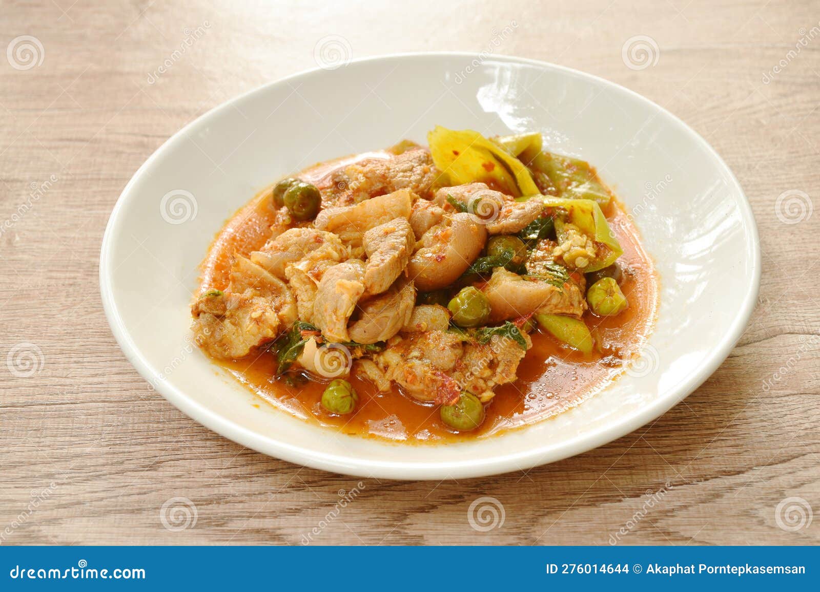 Spicy Stir Fried Slice Pork Leg with Eggplant Curry on Plate Stock ...