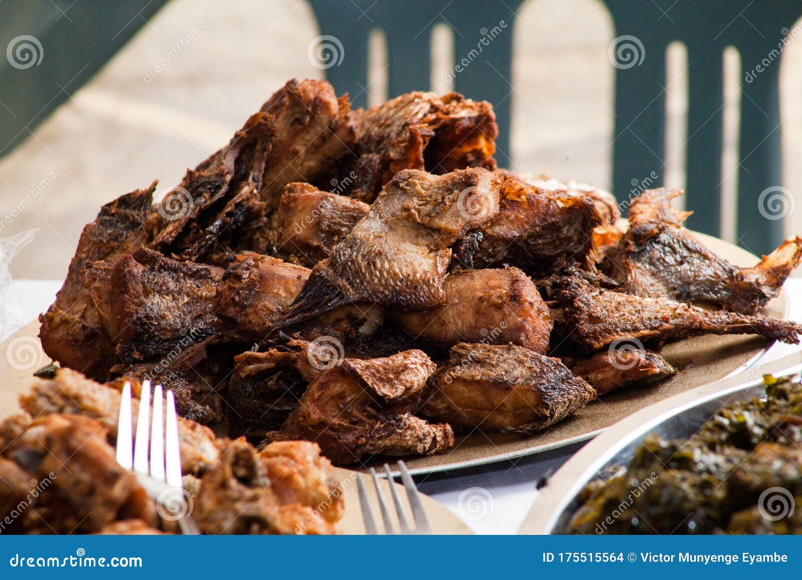 Fried Fish Displayed on Buffet Table Stock Photo - Image of fried ...