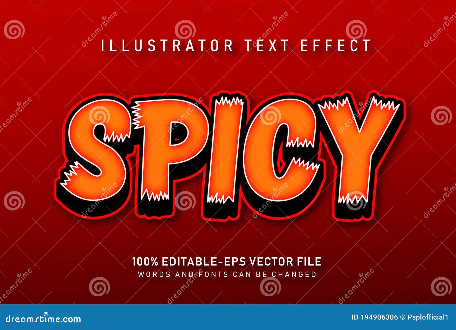 Spicy Text Effect Design Vector Stock Vector - Illustration of effect ...
