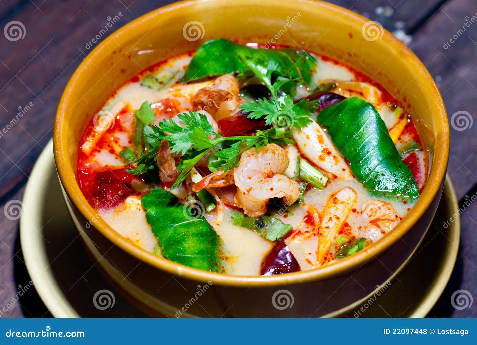 Spicy Tom Yum Soup with Shrimp Stock Photo - Image of roasted, prawn ...
