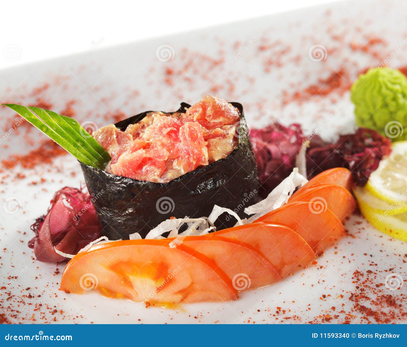 Spicy Tuna Gunkan Sushi stock photo. Image of ginger - 11593340