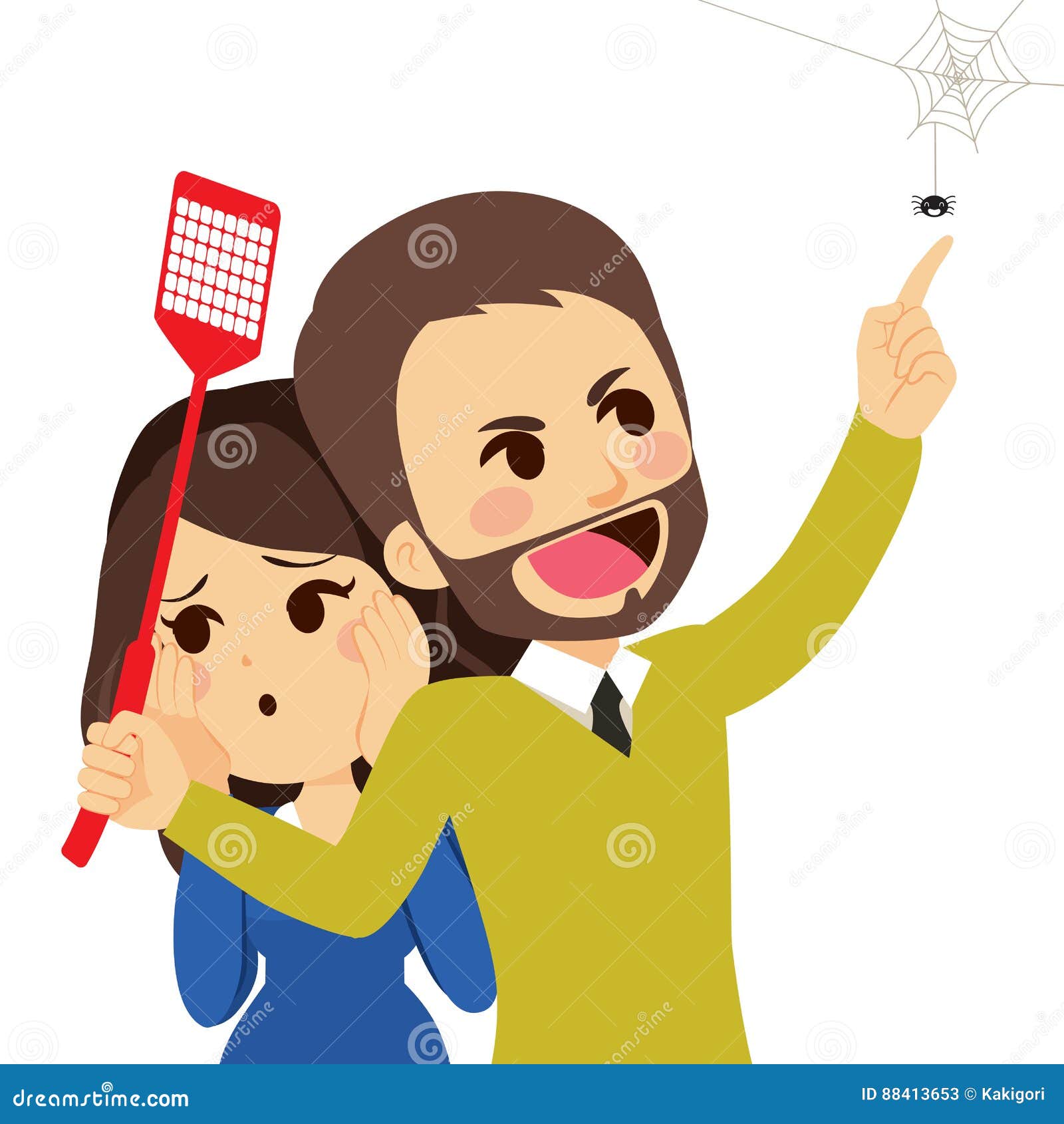 Spider Attack stock vector. Illustration of woman, insect - 88413653