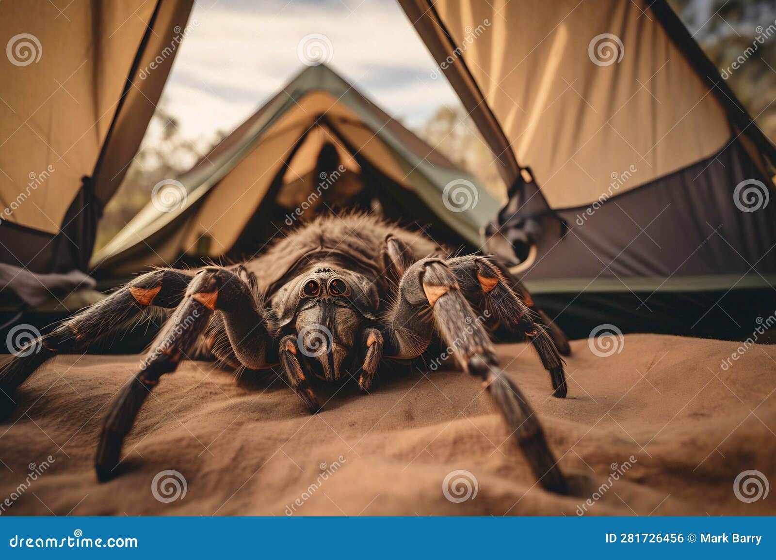 Spider in Camping Tent. Generative AI Image. Stock Illustration ...
