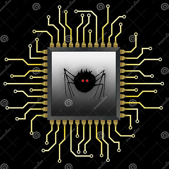Spider_Chip stock illustration. Illustration of virus - 7359459
