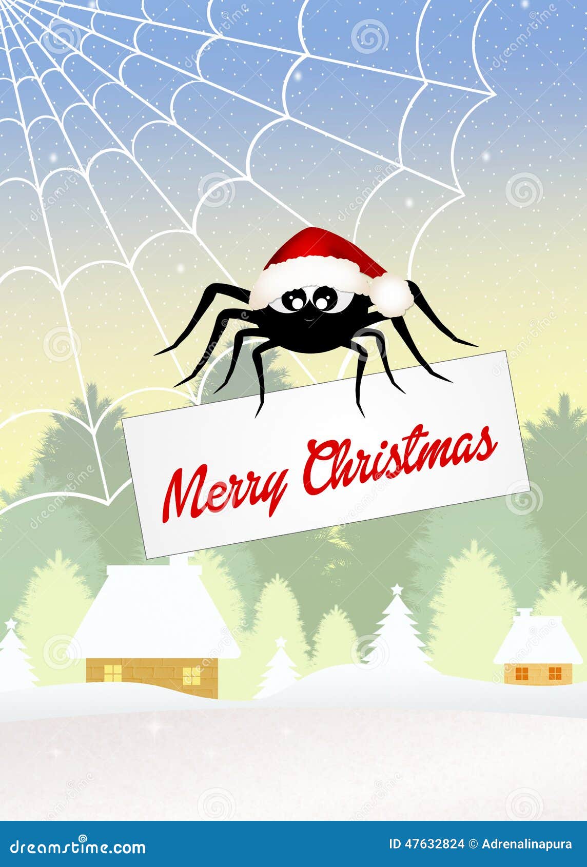 Spider at Christmas stock illustration. Illustration of trees - 47632824
