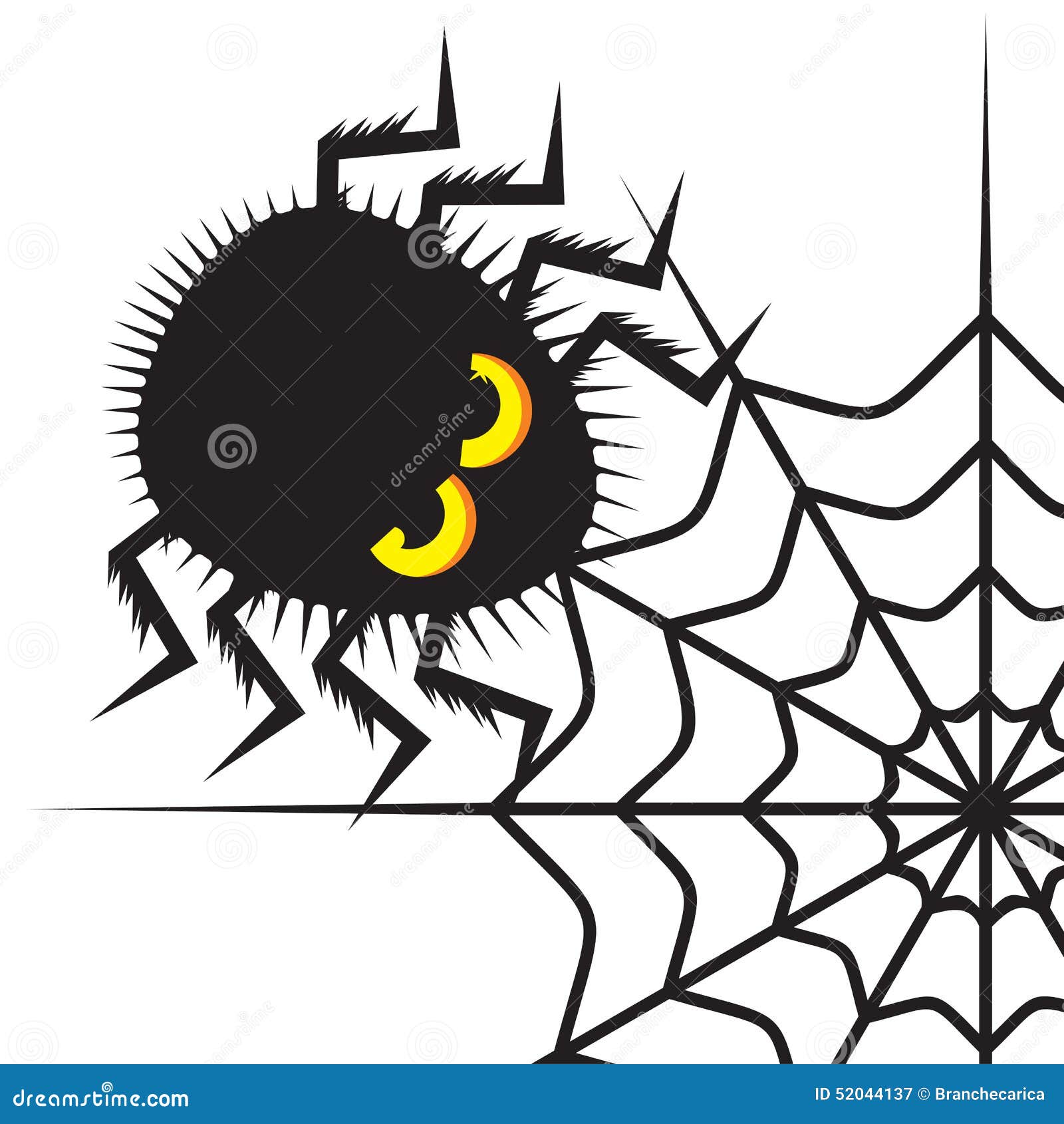 Spider And Cobweb Cartoon Vector | CartoonDealer.com #52044137