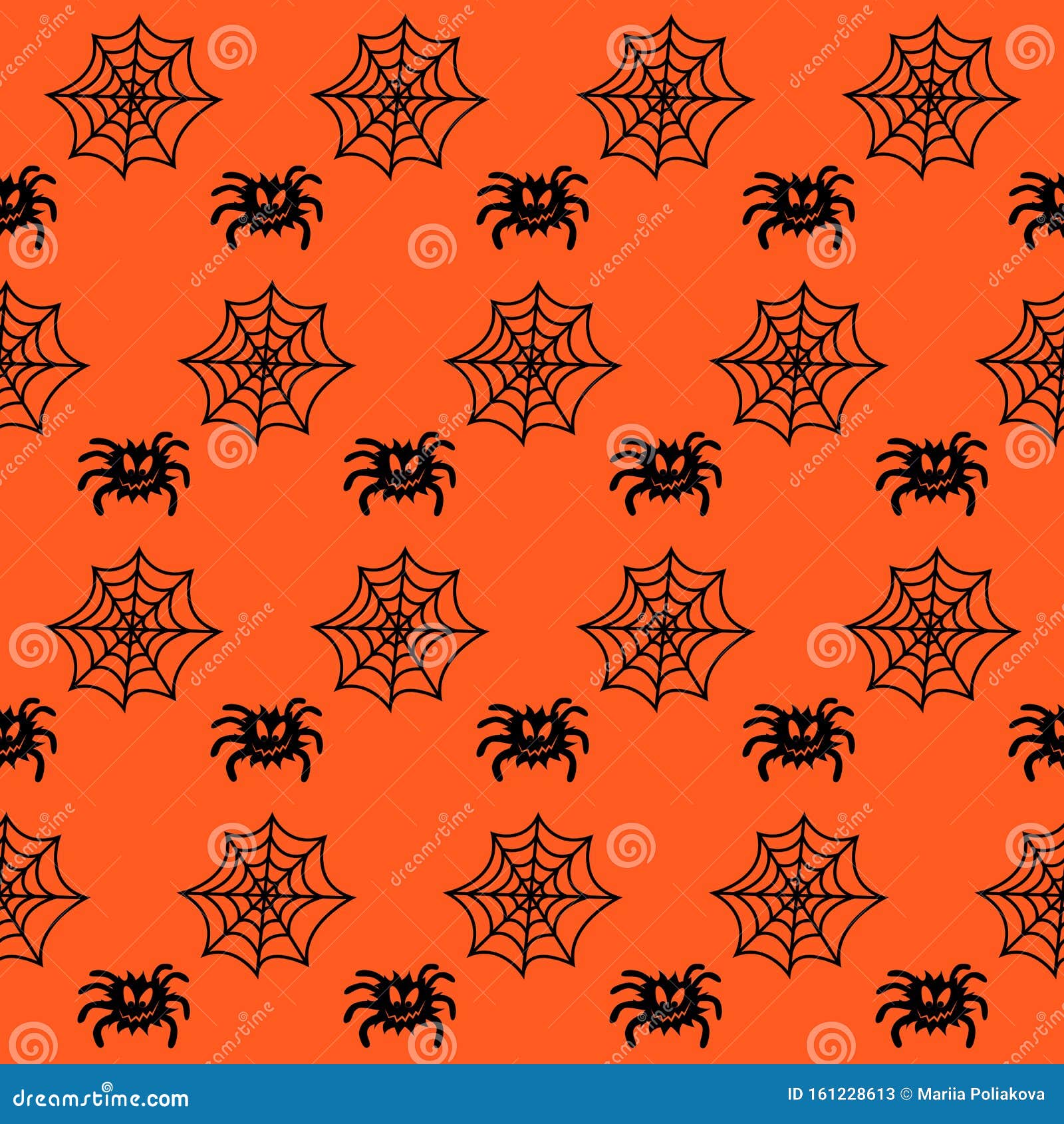 Spider and Cobweb Vector Seamless Pattern. Black Silhouettes of ...
