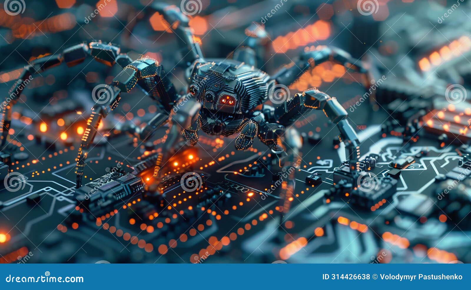 A Spider on a Computer Motherboard Stock Photo - Image of hardware ...
