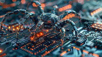 A Spider on a Computer Motherboard Stock Photo - Image of hardware ...